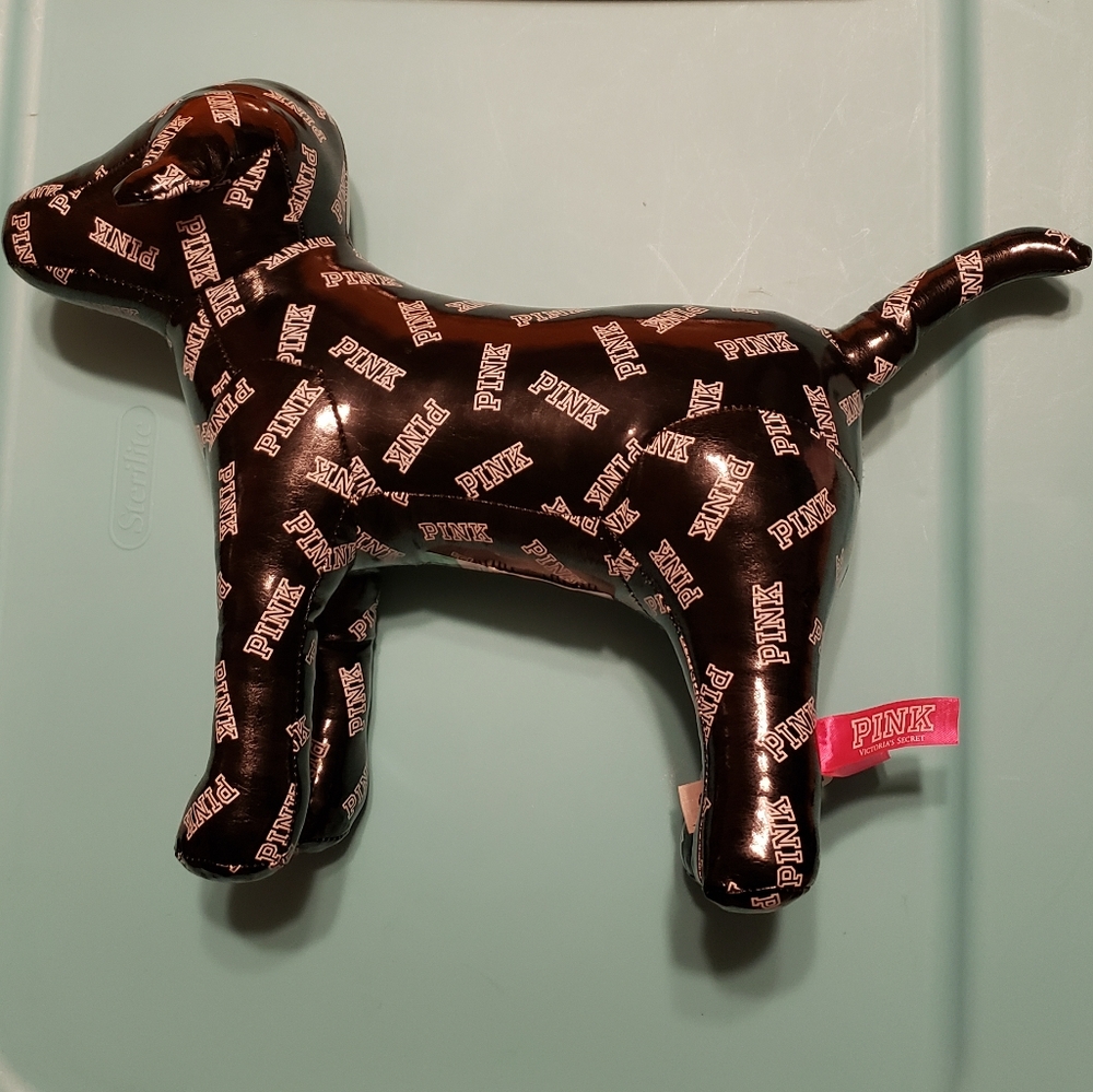 Pink Victoria's Secret Black Logo Vinyl Dog - Gem